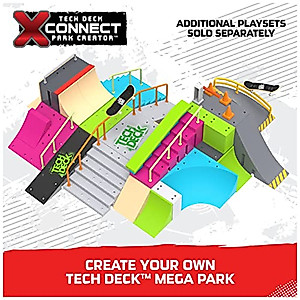 Tech Deck, Neon Mega Park X-Connect Creator, Customizable Glow-in-The-Dark Ramp Set with 2 Blind Skateboard Fingerboards, 90+ Pieces, Gift for Ages 6+