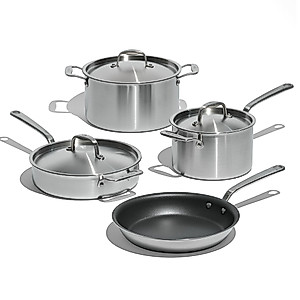 Made In Cookware - 7 Piece Non Stick Pot and Pan Set (Graphite) - 5 Ply Stainless Clad - Includes Stock Pot, Saute Pan, Saucepan, and Frying Pan - Professional Cookware - Crafted in Italy