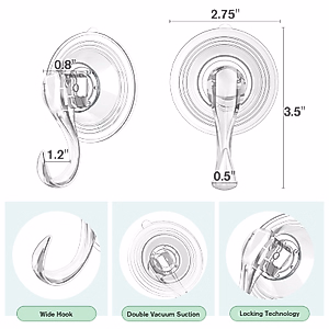 VIS'V Wreath Hanger, Large Clear Heavy Duty Suction Cup Wreath Hooks with Wipes 22 LB Removable Strong Window Glass Door Suction Cup Wreath Holder for Halloween Christmas Wreath Decorations - 2 Pcs