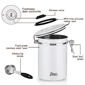 Bincoo Stainless Steel Coffee Containers 26oz, Coffee Canister for Ground Coffee, Airtight Coffee Container with Measuring Scoop