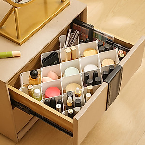 ROUFA Drawer Dividers Organizers, Plastic Drawers Organizer for Panties and Bras, Honeycomb Drawer Separator for Socks, Leggings, Belt and Scarf (2 Sets of White)