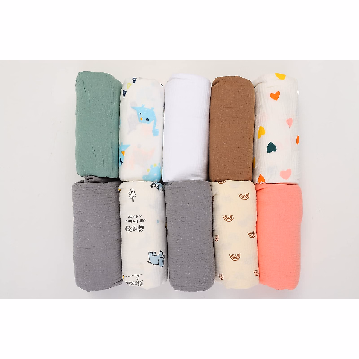 Muslin Bassinet Sheets 2 Pack Set for Baby Boy and Girl, 100% Muslin Cotton Fitted Sheet for Oval Hourglass and Rectangular Bassinet Mattress, Natural and Rainbow