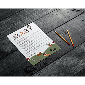 Woodland Wishes for Baby, 20 Pack – Cute Words of Wisdom for Babies, Neutral Baby Shower Game Planning, Guest Book Alternative, Parents Keepsake Activity, Wishing Well Birthday Ideas