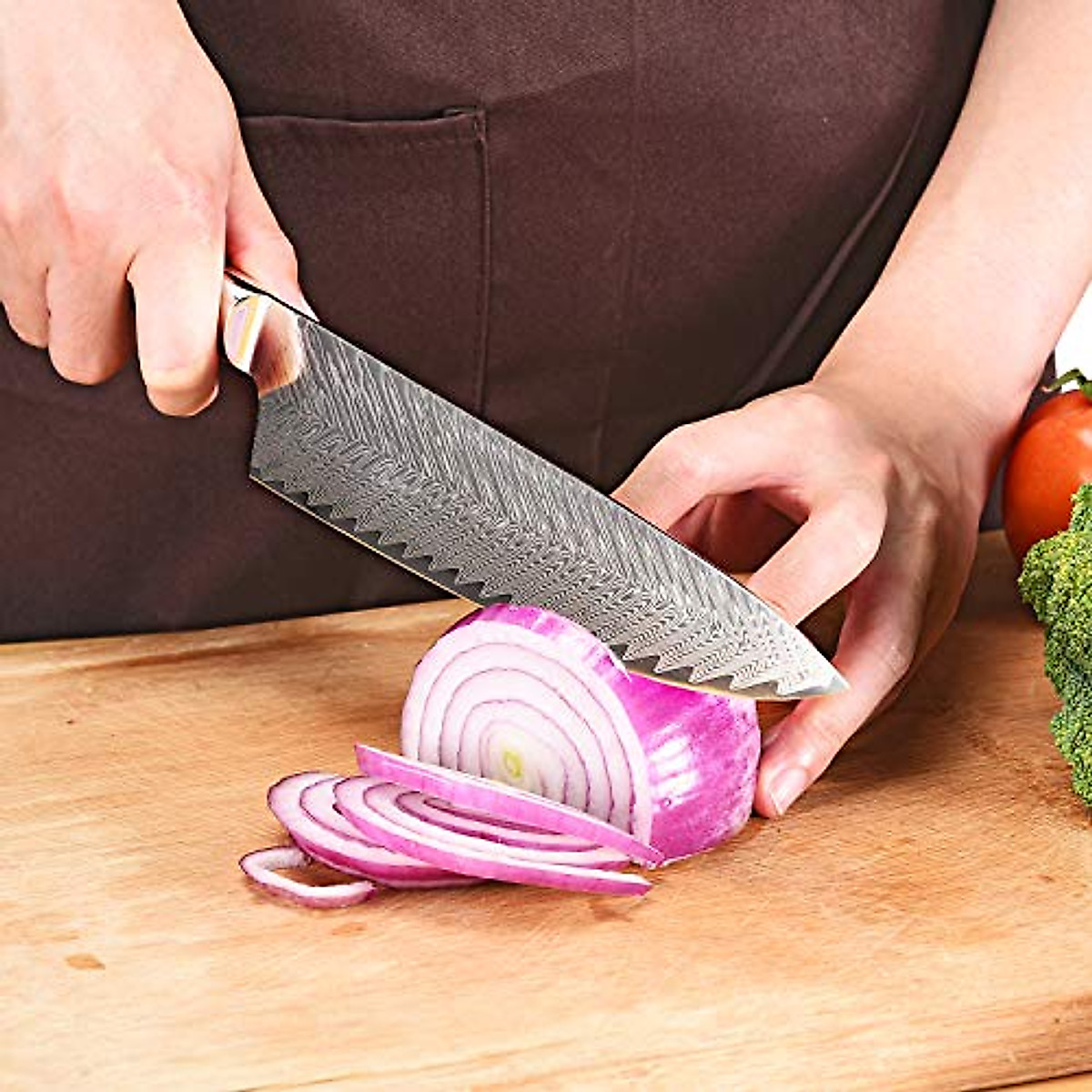 WeKit Chef Knife 8 Inch, Damascus Chef Knife Japanese VG10 Kitchen Knife Sharpest 67-Layer High Carbon Stainless Steel knife, Pro Cooking Knife, Meat Cutting Gyuto Chef Knife with Sheath