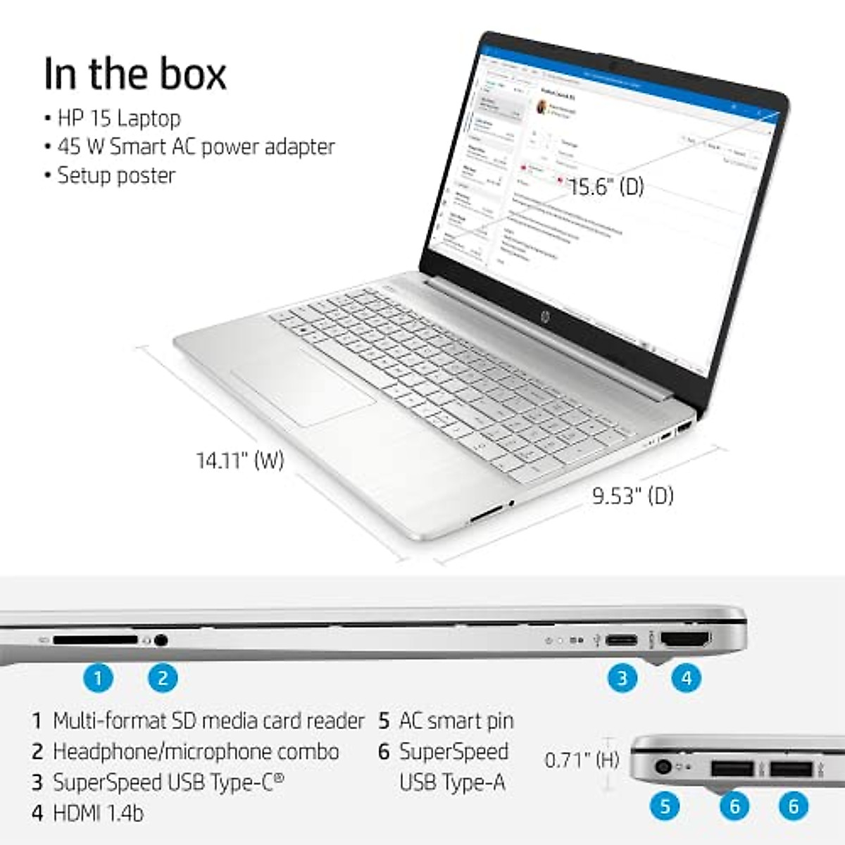 HP 15 15.6" HD Laptop Computer for Home and Student, Intel Core i3-1115G4 (Up to 4.1 GHz), 16GB RAM, 512GB PCIe SSD, Long Battery Life, Numpad, Wi-Fi 6, BT, HDMI, Windows 11 Home (S Mode), w/Battery