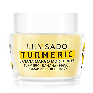 LILY SADO Turmeric Banana Mango Face Moisturizer - Luscious Creamy Nutrient-Rich Natural Daily Facial Cream w Chamomile & Rosemary - Vegan Anti-Aging Lotion For Wrinkles & Fine Lines