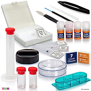 Play22 Kids Microscope Kit 50 PCS - Science Kit for Kids 120X-1200X Microscope Slides, Metal Body Microscope, Carrying Box, Science Experiments Lab Toy Gifts