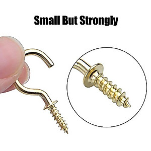 Aylifu Ceiling Screw Hooks, 100 Pieces 3/4 Inch Cup Hooks Screw-in Hooks for Hanging Plants Mug Cup, Gold