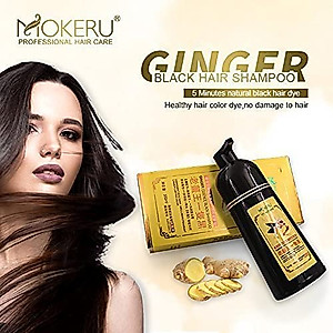 MADAME FIN MOKERU Ginger Black Hair Shampoo Magic 5 minutes natural black hair dye Component Healthier Smell More Fragrant Longer-Lasting Color