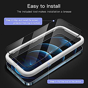 JETech Full Coverage Screen Protector for iPhone 12/12 Pro 6.1-Inch, Black Edge Tempered Glass Film with Easy Installation Tool, Case-Friendly, HD Clear, 3-Pack