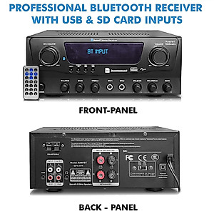 Home Theater System Kit 1000 Watts Bluetooth Receiver w/ 6 Qty 5.25" 175 Watts Each in-Wall in-Ceiling Speakers with Portable Microphone & Remote Control by Technical Pro