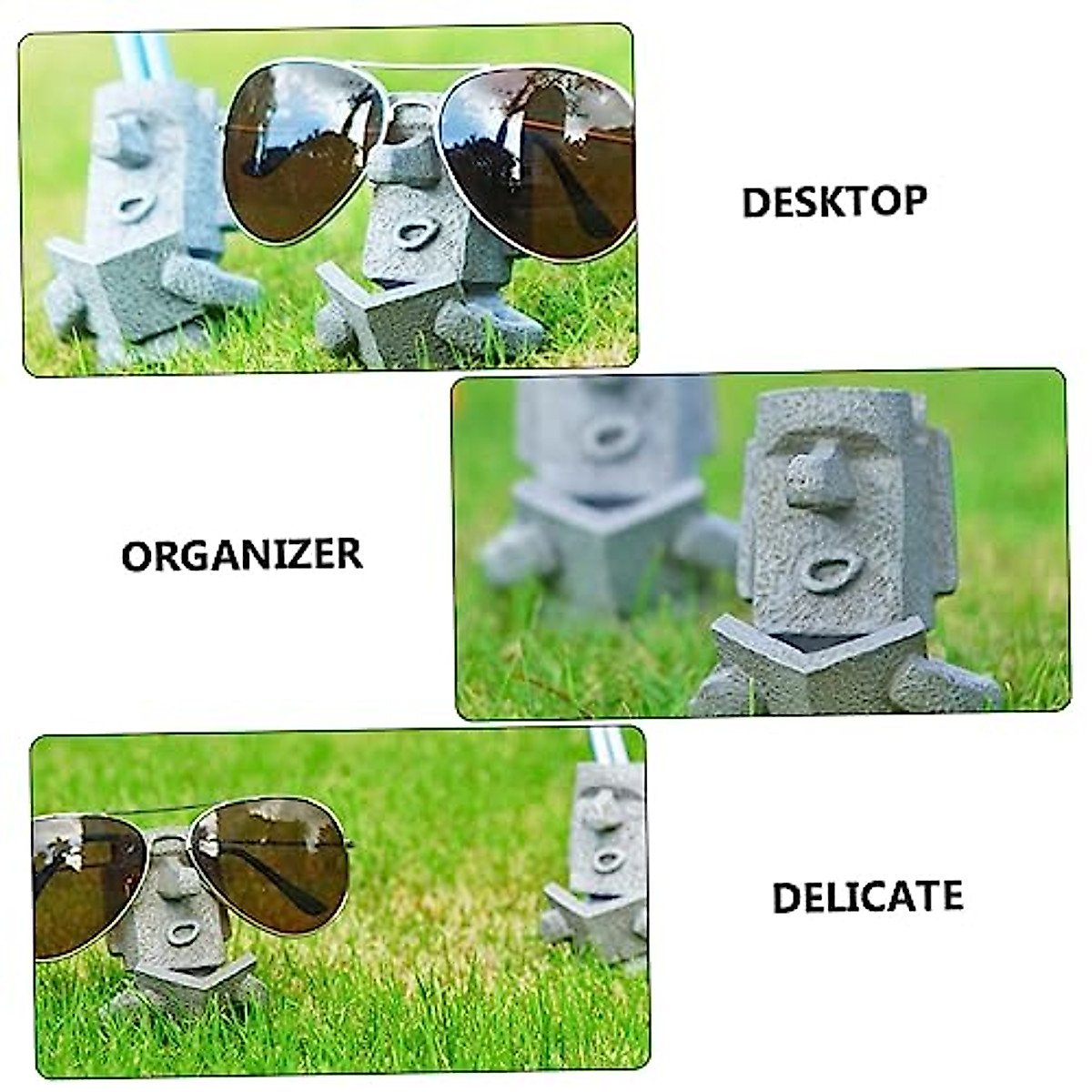 Abaodam 1pc Moai Glasses Holder pencil for kids mini plants retro decor easter island moai figurine easter island garden statue desktop pen cup Stone Figure Ornament Creative Pen Holder