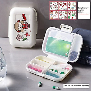 8 Compartments Travel Pill Organizer Moisture Proof Small Pill Box for Pocket Purse Daily Pill Case Portable Medicine Vitamin Holder Container