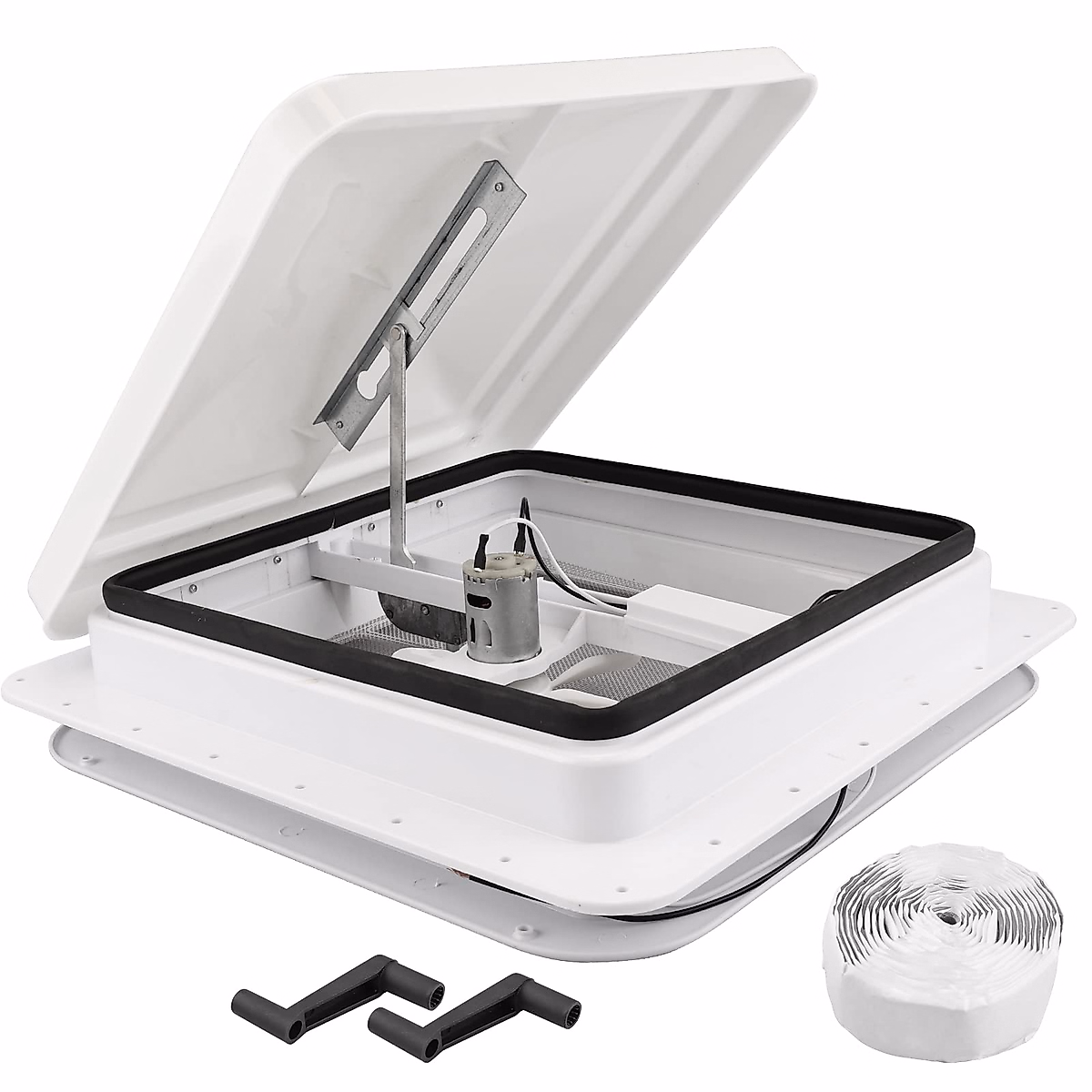 RVMATE 14" Roof Vent Fan for RV/Camper/Trailer, White With 12V Fan 6" Blades