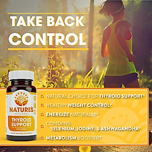 Thyroid Support Complex With Iodine For Energy Levels, Weight Loss, Metabolism, Fatigue & Brain Function - Natural Health Supplement Formula: L-Tyrosine, Selenium, Kelp, Bladderwrack, Ashwagandha, etc