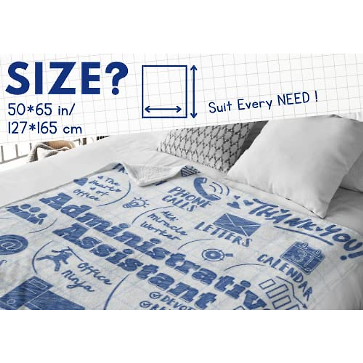 InnoBeta Administrative Assistant Gifts for Administrative Professional Day, Bed Flannel Plush Blanket for Women/Men (50"x 65") - Administrative Assistant Job - Blue