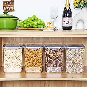 6 Pack 5.2L Large Airtight Food Storage Containers for Kitchen Organization, Plastic Large Pantry Storage Boxes with Lables and Measuring Spoon Set for Flour, Sugar, Rice and Baking Supply