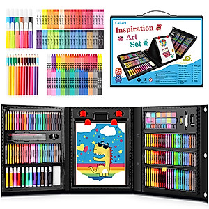 Caliart Premium Art Set - Includes Colored Pencils, Crayons, Pastels, Markers, Watercolor Cakes, and More for Kids and Teens