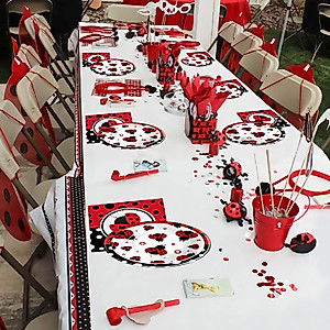 Xigejob Ladybug Birthday Party Decorations Tableware, Ladybug Party Supplies Girl, Plate, Cup, Napkin, Tablecloth, Cutlery, Straw, Lady Bug Theme Birthday Baby Shower Decorations Dinnerware | Serve 24
