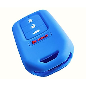 Silicone Smart Key Fob Cover Case Protector Keyless Remote Holder for 2013-2021 Honda Accord CR-V HR-V CR-Z 4 Buttons Blue