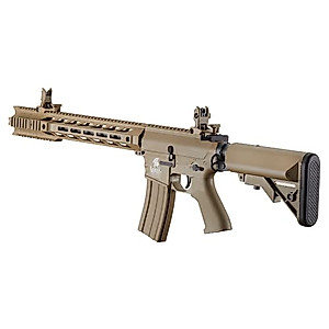 Lancer Tactical Gen 2 Airsoft M4 SPR Interceptor AEG Polymer - Electric Full/Semi-Auto, 1000 Rounds Bag of 0.20g BBS, Battery& Charger Included, Color TAN Polymer