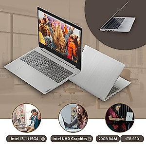 Lenovo 2022 IdeaPad 3i 14" FHD Business and Student Essential Laptop, Intel core i3-1115G4, 20GB RAM, 1TB PCIe SSD, WiFi 6, Intel UHD Graphics, Grey, Win 11, 32GB Snowbell USB Card
