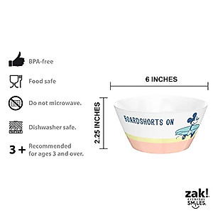 Zak Designs Disney Mickey Mouse Street Beach (Stay Wavey) - Kids Dinnerware Set, Includes 10in Melamine Plate and 27oz Bowl Set, BPA-Free Durable Plate and Bowl Makes Mealtime Fun