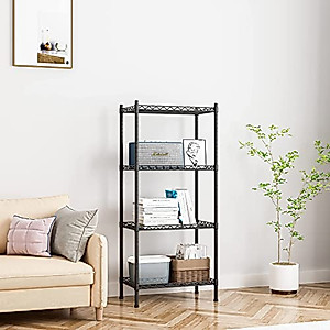 4-Shelf Adjustable Shelves Metal Storage Rack Adjustable Metal Storage Shelving Heavy Duty Storage Shelving (Black)