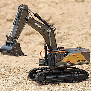 Gemini&Genius Excavator Toy for Kids, Metal Construction Vehicle Track Excavator Toy 1/50 Digger Vehicle Toy, Multi-Articular Movable Excavator Arm and 360 Degree Rotate Cab Truck Toy for Kids