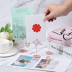 CHGCRAFT 12PCS Table Number Holders Airplane Shape Place Card Holders Metal Name Card Holders Table Number Stands Table Photo Picture Holders for Party Weddings Resturants, Rose Gold