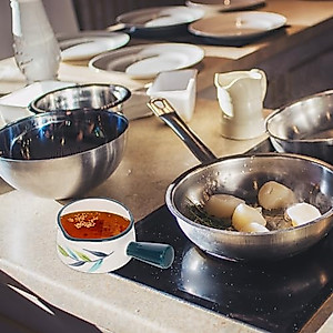 Veemoon Ceramic Milk Cup Coffee Warmers Chocolate Melter Pot Butter Melting Pot Cheese Pot Small Soup Pot Small Dipping Bowls Ceramic Sauce Pan Mini Ceramic Saucepan Mini Sauce Pan Enamel