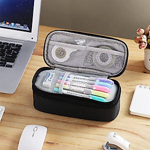 Dugio Big Pencil Case Large Capacity Pencil Bag with Zipper Pencil Pouch for Boys Girls Kids Adults Stationery Pencil Pen Case Organizer for School Office Black