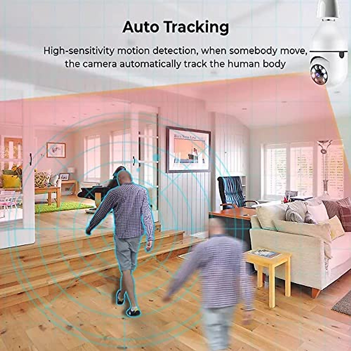 Tashi 1080P Light Bulb Camera, Wireless 5GHz & 2.4GHz WiFi Home Security Camera 360° Surveillance Cam with Motion Detection Alarm Night Vision Light Socket Camera