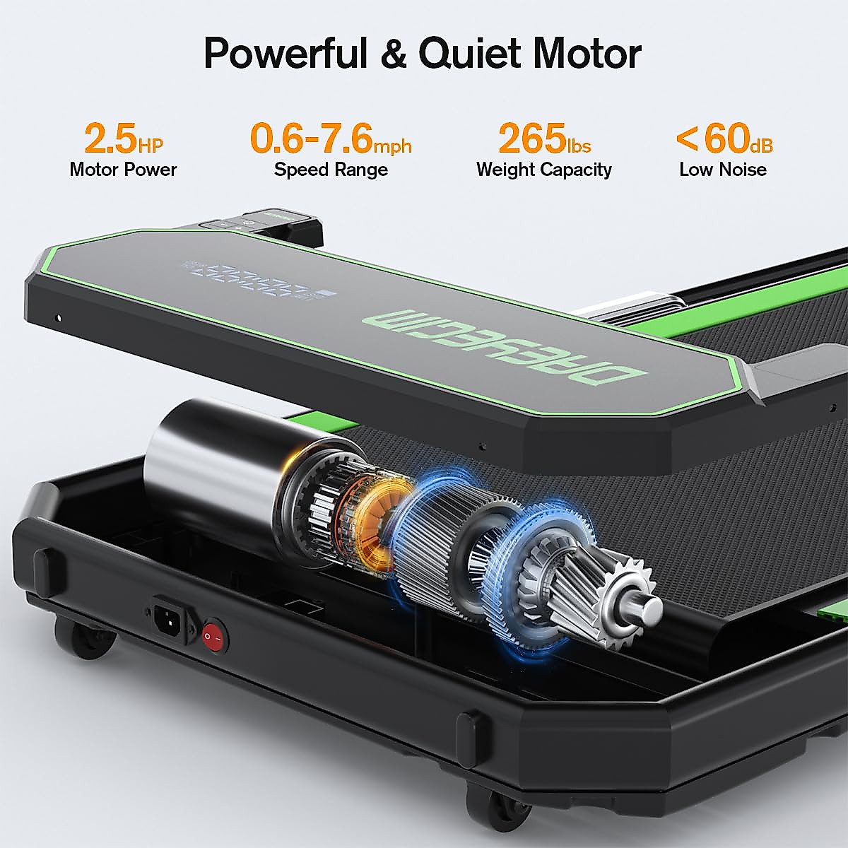 DAEYEGIM Treadmill Walking Pad Under Desk Electric Compact Space Folding Treadmill for Home Office with LED Touch Screen