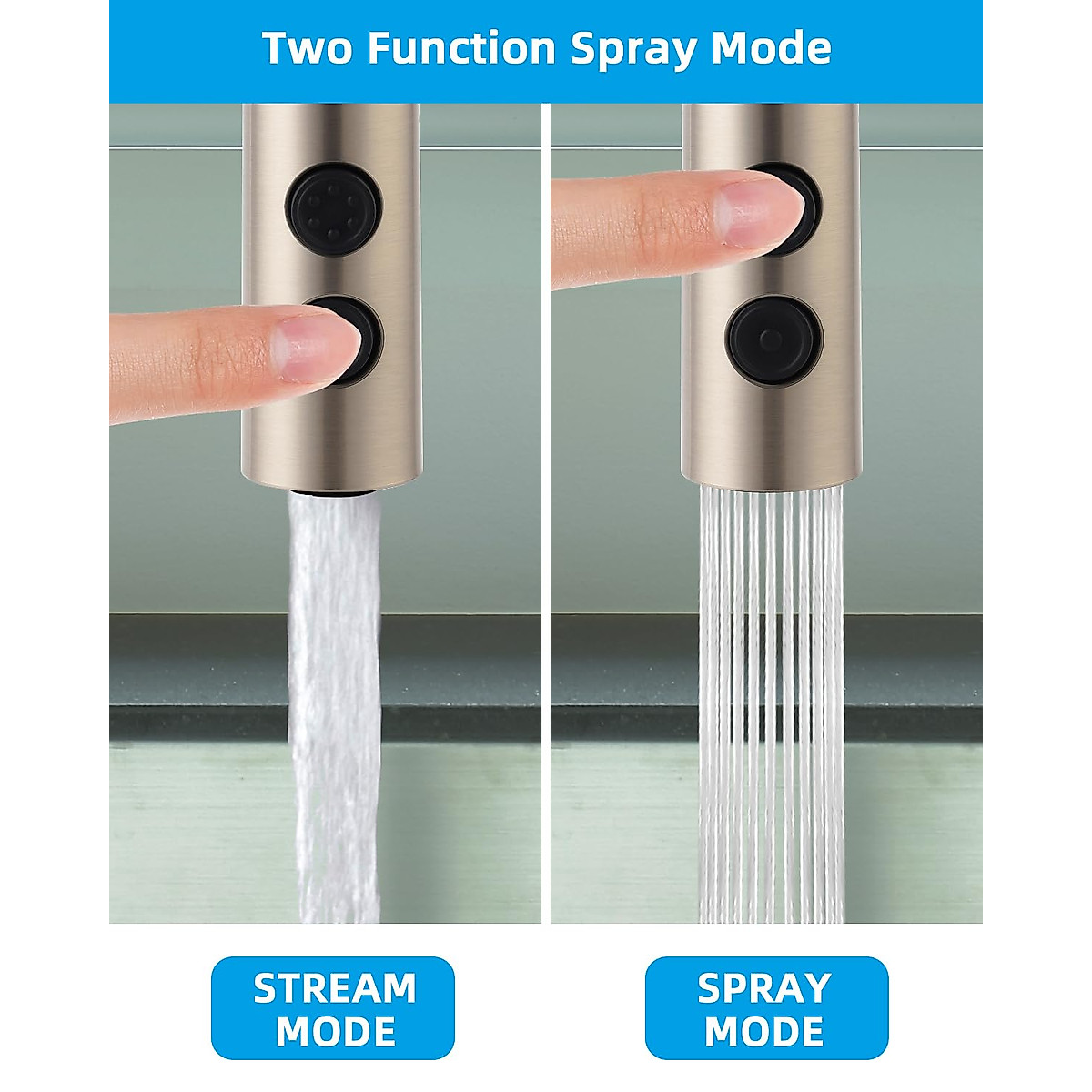 Hibbent Pull Out Sink Sprayer Head Replacement, 2 Function Kitchen Faucet Head, Bathroom Pull Down Spray Head with G1/2 or 13/16 Inch Male Connector, Oil-Rubbed Bronze