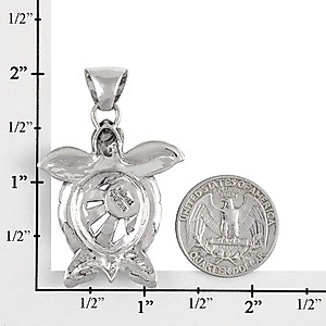 Turtle Pendant Necklace 925 Sterling Silver Genuine Turquoise (20", Turquoise)