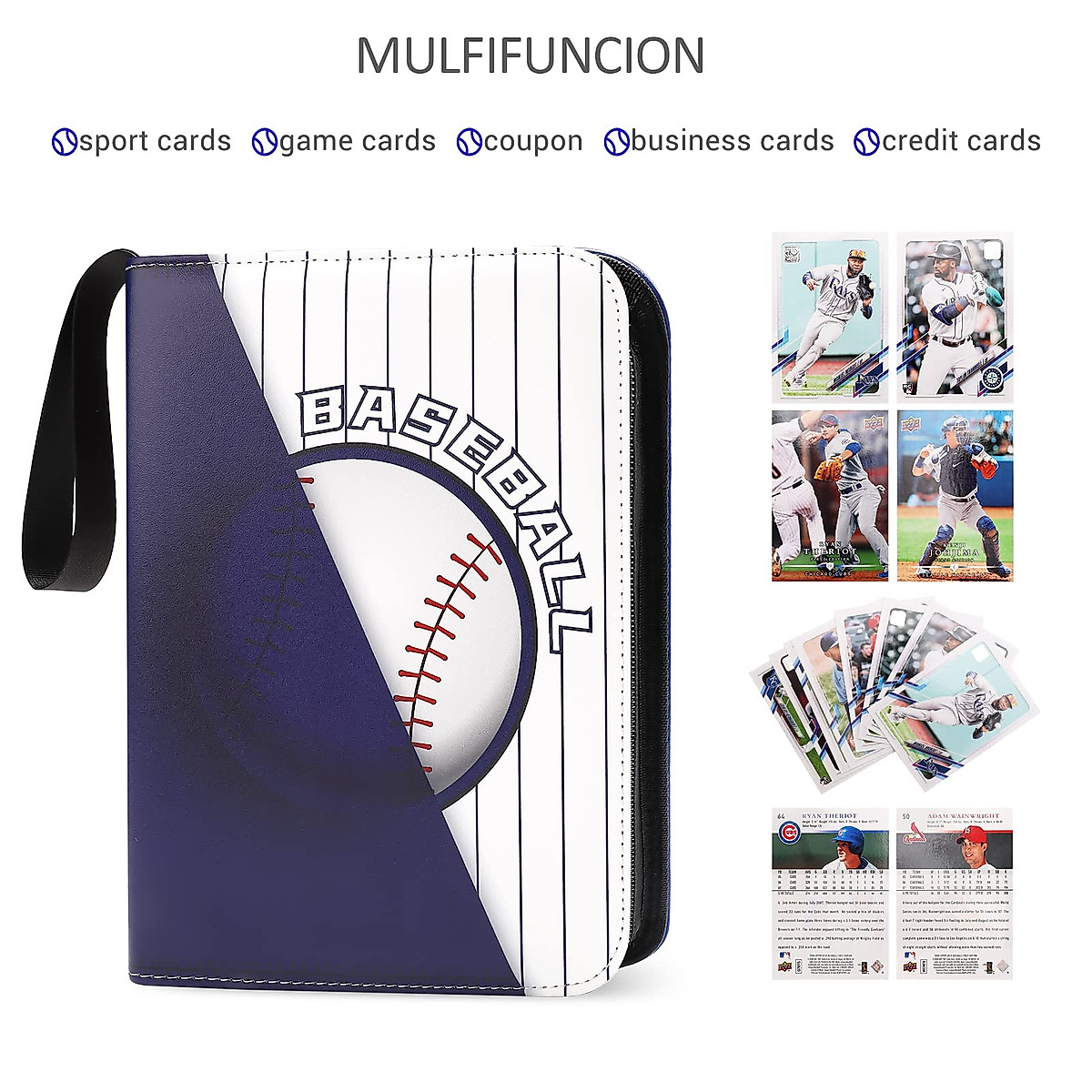 BRGHOMEL Baseball Card Binder with Sleeves, 900 Pockets Display Baseball Card Holder for Baseball Trading Cards, Carrying Trading Card Binder, Organizer for Sports Card and Other TCG