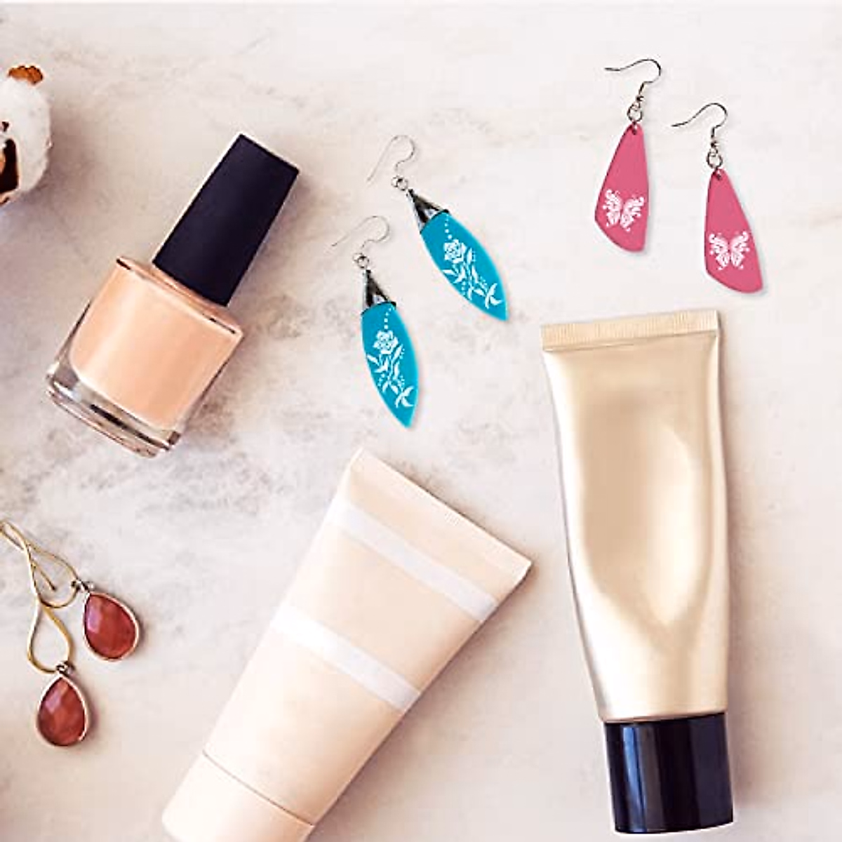 CREATCABIN Silk Screen Stencils for Polymer Clay Reusable Silkscreen Print Kit Self-Adhesive Printing DIY Art for Earring Jewelry Making Wood Fabric Wall T-Shirt Paper 5.9 x 3.9 Inch(Butterfly Flower)