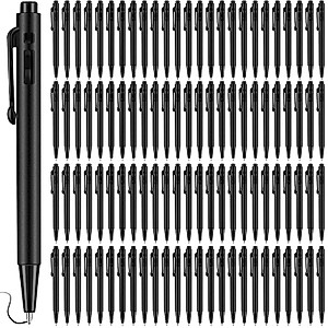 Eaasty 100 Pcs 4'' Mini Pen Bulk 0.7 mm Small Retractable Ballpoint Tiny Black Ink Pen Gel Pens with Clip Smooth Writing Pens for Pocket School Journal Writing Office