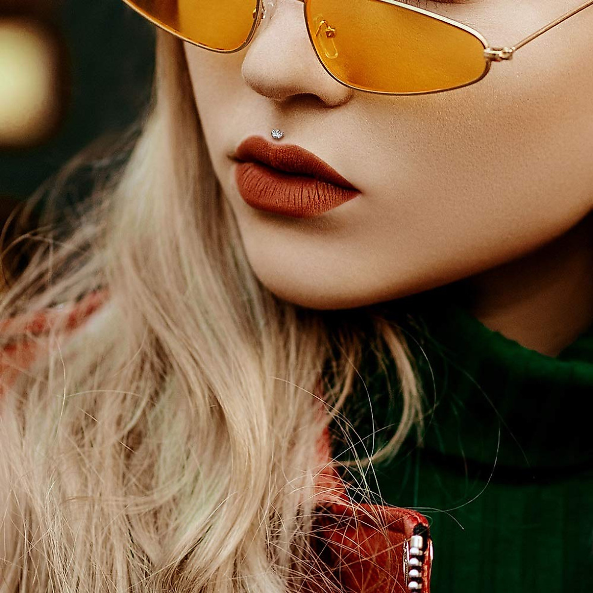 Pierced Owl 16G Stainless Steel Internally Threaded Triple Marquise CZ Crystal Top Flat Back Lip Cartilage Tragus Stud (Gold Tone, 8mm Barbell)