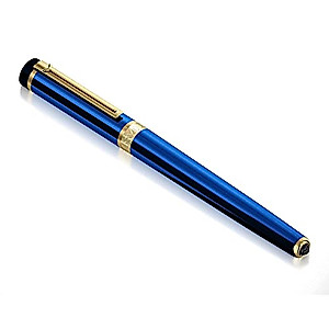 Dryden Designs Fountain Pen - Medium Nib | Includes 24 Ink Cartridges (12 Black 12 Blue) and Ink Refill Converter | Calligraphy Pen, Consistent Writing, Smooth Flow - Blue