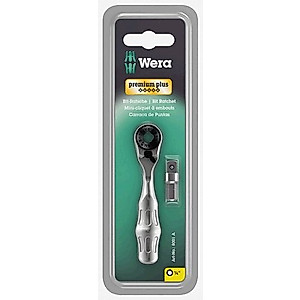 Wera - 5073230001 8001 A 1/4" Square Drive Bit Ratchet, 60 Teeth