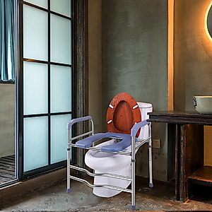 Deewow Raised Toilet Seat with Handles 400lbs, Elevated Toilet Seat Riser Bathroom Stand Alone Toilet Safety Frame for Elderly, Pregnant and Handicap, Adjustable Height, Fit Any Toilet