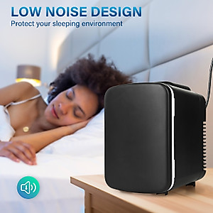 Simple Deluxe 4L/6 Can Mini, Portable Cooler & Warmer Freon-Free Small Refrigerator, Compact Fridge for Skincare, Beverage, Food, Cosmetics, Black