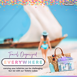 MUMI Travel Toiletry Bag Set of 3 – Water-Resistant Toiletry Bags for Women & Men – Clear Bags for Toiletries, Skincare, Makeup & Travel Essentials – Lightweight, Durable & Portable Organizer - Yellow