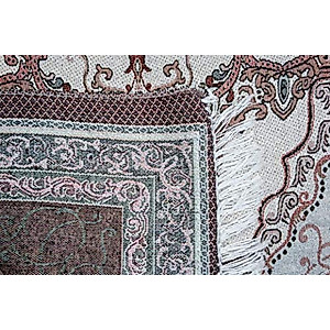 Islamic Thin Janamaz Sajjadah AMN149 Portable Muslim Prayer Mat Sajadah Carpet Chenille Woven Embroidered Rug Travel Namaz Area (Color_03)