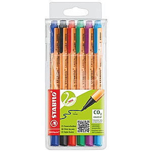 Eco-Friendly Fiber-Tip Sign Pen - STABILO GREENpoint - Pack of 6 - Assorted Colors