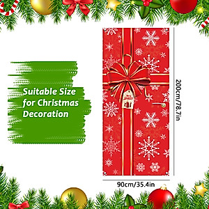Christmas Door banner Christmas Snowflake Photography Backdrop Christmas Bowknot Gift Box Door Hanging Banner Sign Merry Christmas Decoration for Home Wall Outdoor Indoor Party Holiday Xmas Eve…