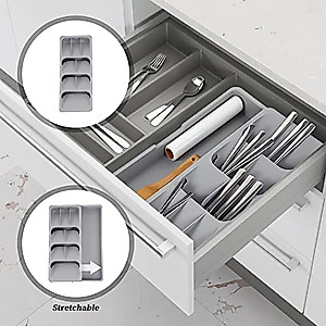 Silverware Drawer Organizer for Kitchen Interlocking Arm for Flatware