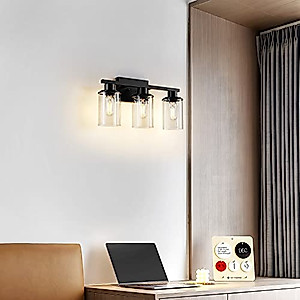 RyaHQ Bathroom Light Fixtures Over Mirror Bathroom Vanity Light Fixture 3 Light Vanity Lights for Bathroom Vanity Lighting Fixtures Wall Sconce Wall Lamp Wall Light Fixtures Black